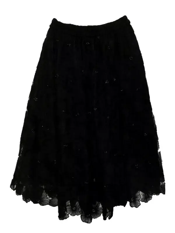 Biyan Mid-length Gathered Skirt - Black