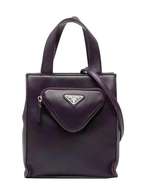 Prada 2013-2025 Nappa Front Pocket Satchel - Purple