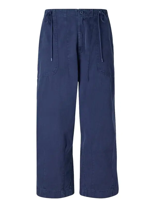 CHERRY LOS ANGELES Parachute Wide-leg Herringbone Cotton Trousers - Blue