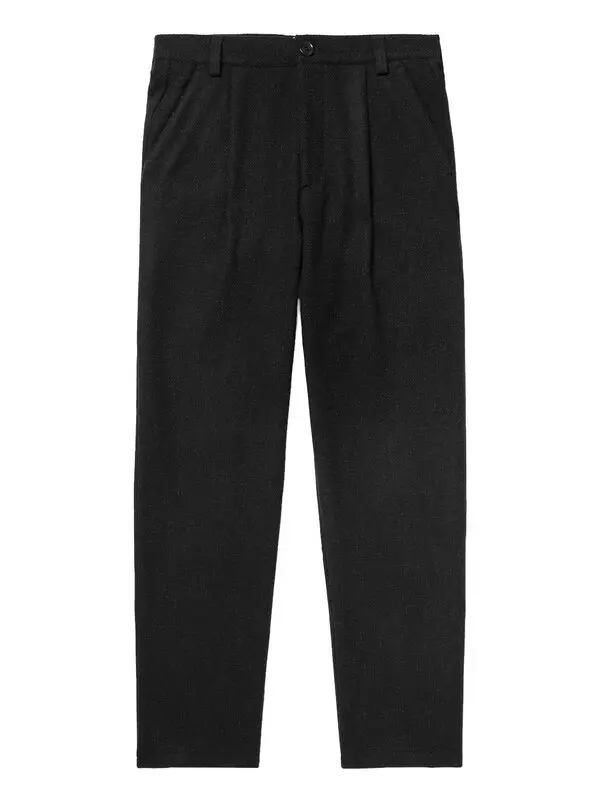 Oliver Spencer Morton Straight-leg Pleated Cotton-blend Suit Trousers - Black