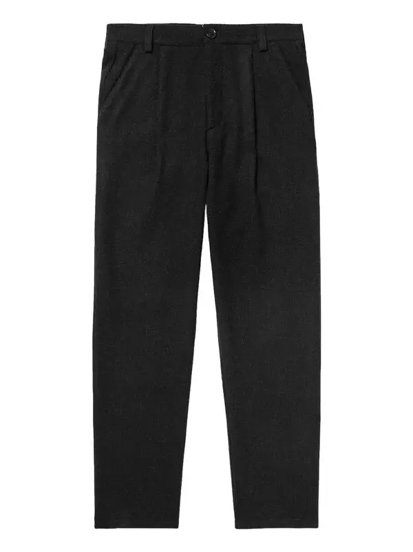 Oliver Spencer Morton Straight-leg Pleated Cotton-blend Suit Trousers - Black