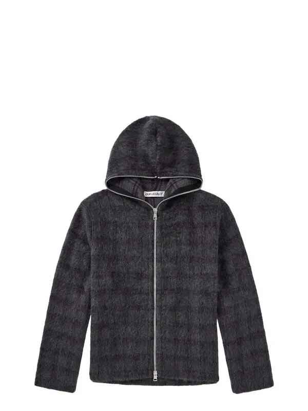 Our Legacy Brushed Wool-blend Zip-up Hoodie - Gray
