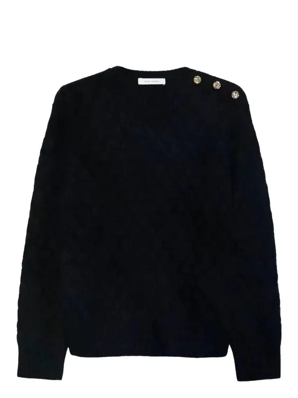 WALES BONNER Textured Knit Sweater With Button Detail - Blue