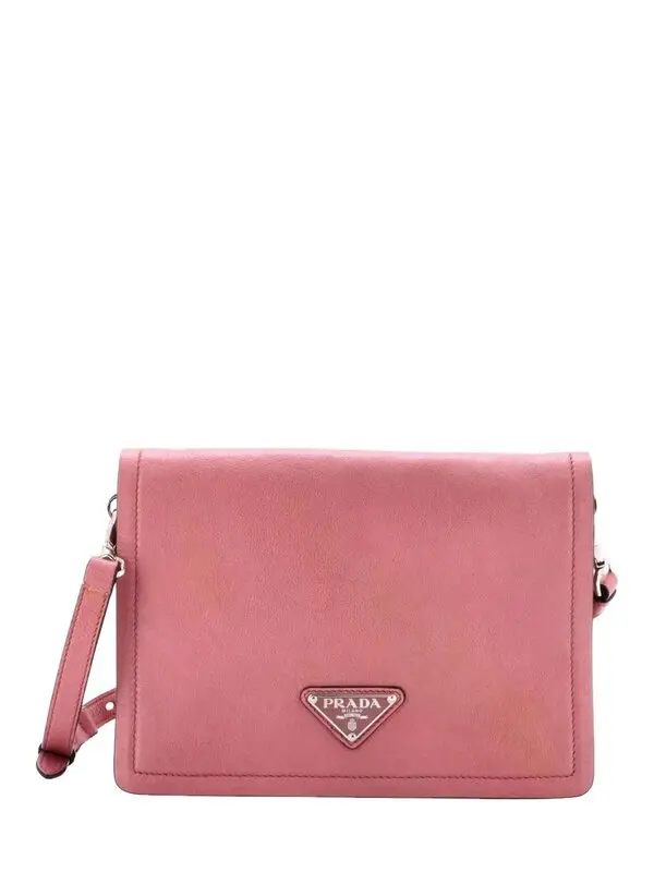 Prada Full Flap Glace Calf Small Shoulder Bag - Pink