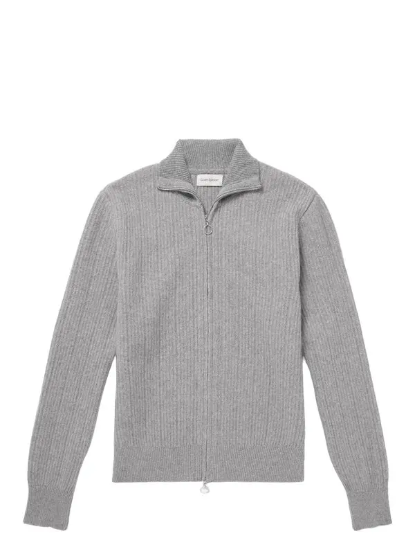 Oliver Spencer Kilbridge Ribbed Wool Zip-up Cardigan - Gray