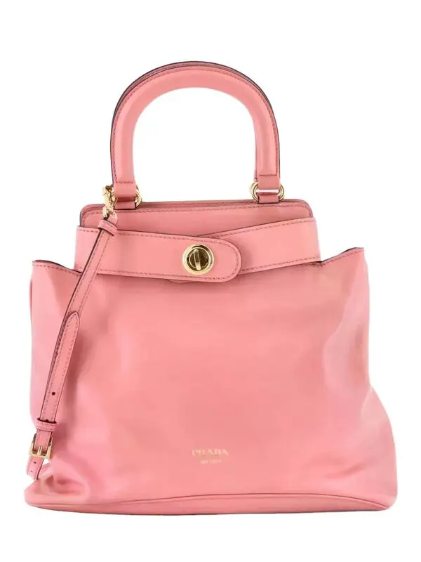 Prada Carey Leather Medium Tote Bag - Pink