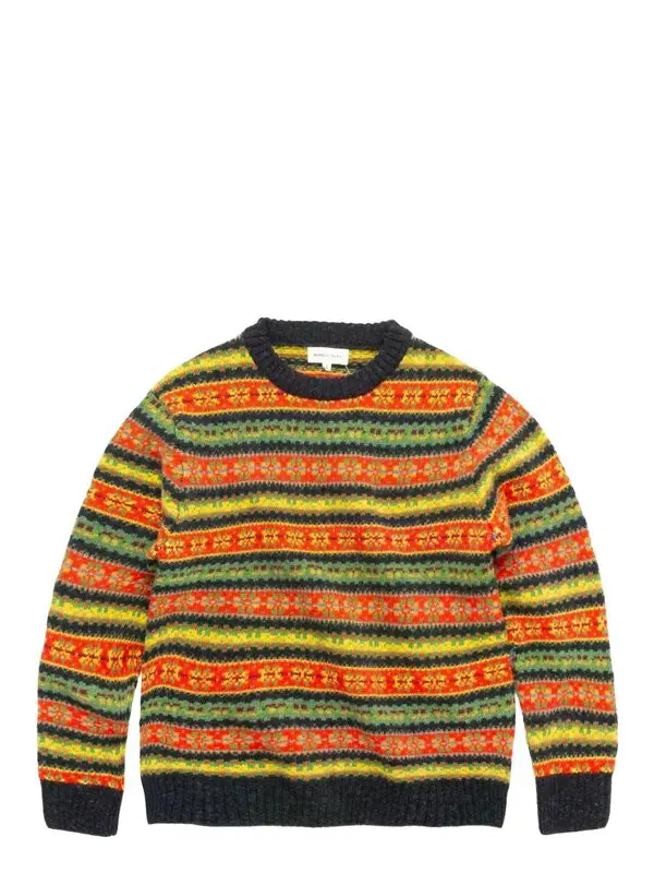 NICHOLAS DALEY Fair Isle Pattern Crew-neck Sweater - Orange