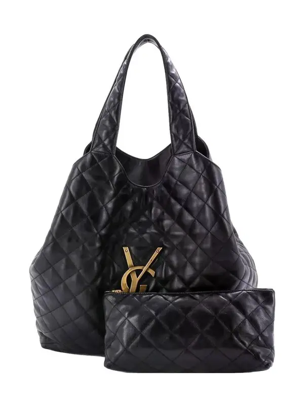 Saint Laurent Icare Shopping Quilted Leather Maxi Tote Bag - Black