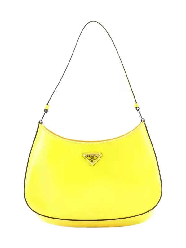 Prada Cleo Shoulder Bag Spazzolato Leather Medium Hobo Bag - Yellow