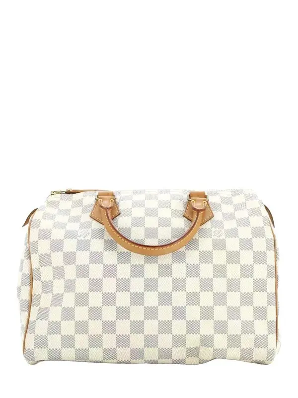 LOUIS VUITTON Speedy Handbag Damier 30 Satchel - White