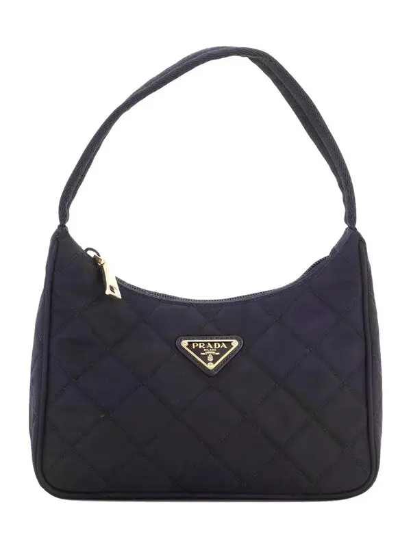 Prada Quilted Tessuto Small Hobo Bag - Black