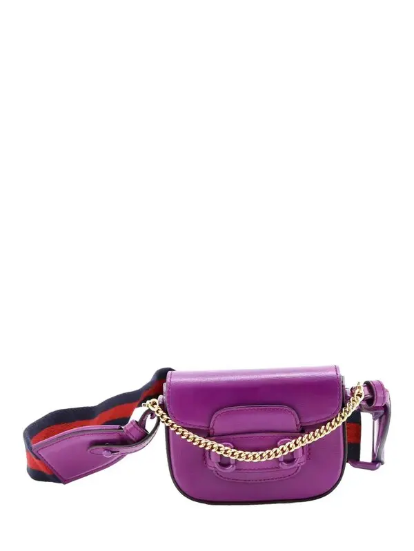 Gucci Horsebit 1955 Leather Super Mini Crossbody Bag - Purple