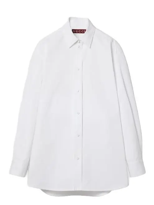 Gucci Cotton Poplin Shirt With Ribbon Tie - White