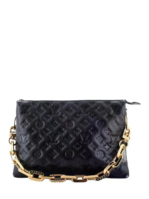 LOUIS VUITTON Coussin Mm Crossbody Bag Monogram Embossed Lambskin - Black