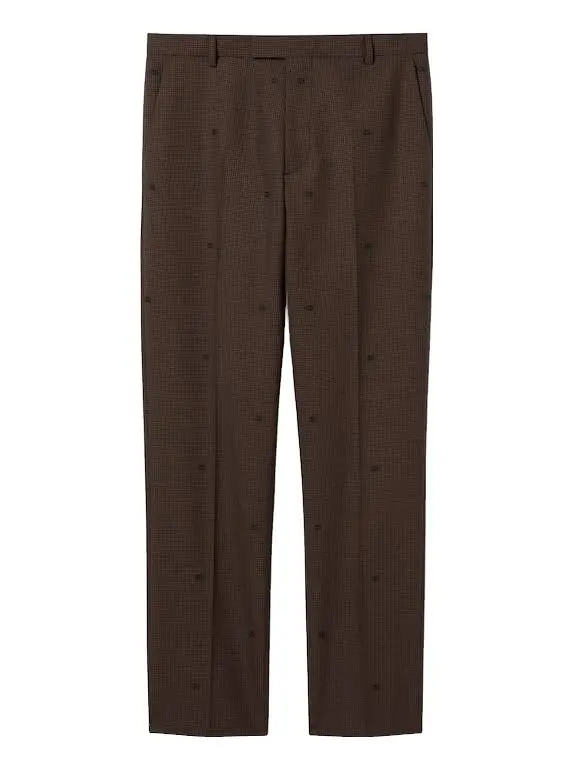 Gucci Gg Houndstooth Wool Jacquard Pants - Brown