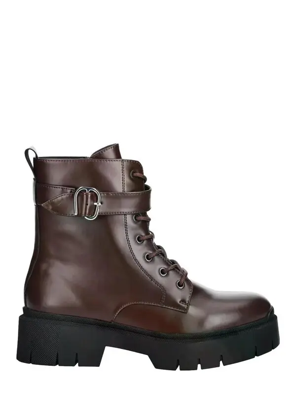Hugo Buckle Lace-up Boots - Brown