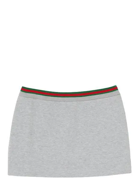 Gucci Cotton Jersey Skirt With Web - Grey