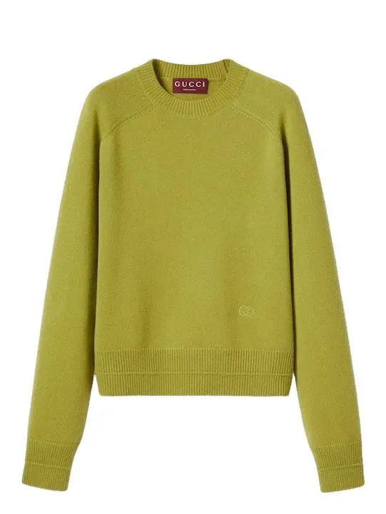 Gucci Wool Cashmere Sweater With Embroidery - Green