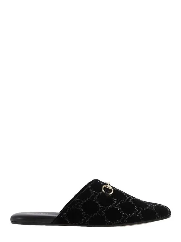 Gucci Gg Crystal Mule With Horsebit - Black