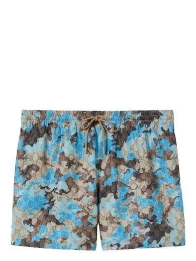 Gucci Printed Technical Poplin Swim Shorts - Beige