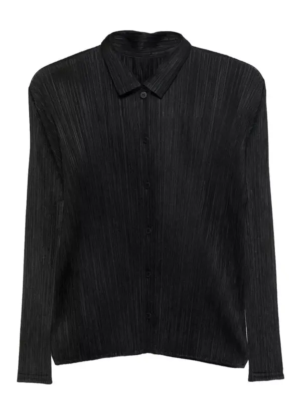 Issey Miyake Buttoned Pleated Top - Black