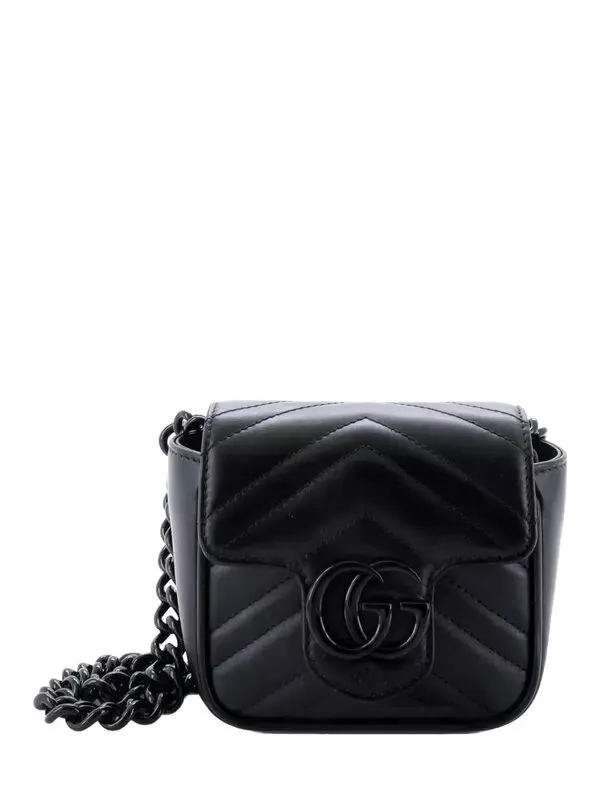 Gucci Gg Marmont Flap Matelasse Leather Mini Belt Bag - Black