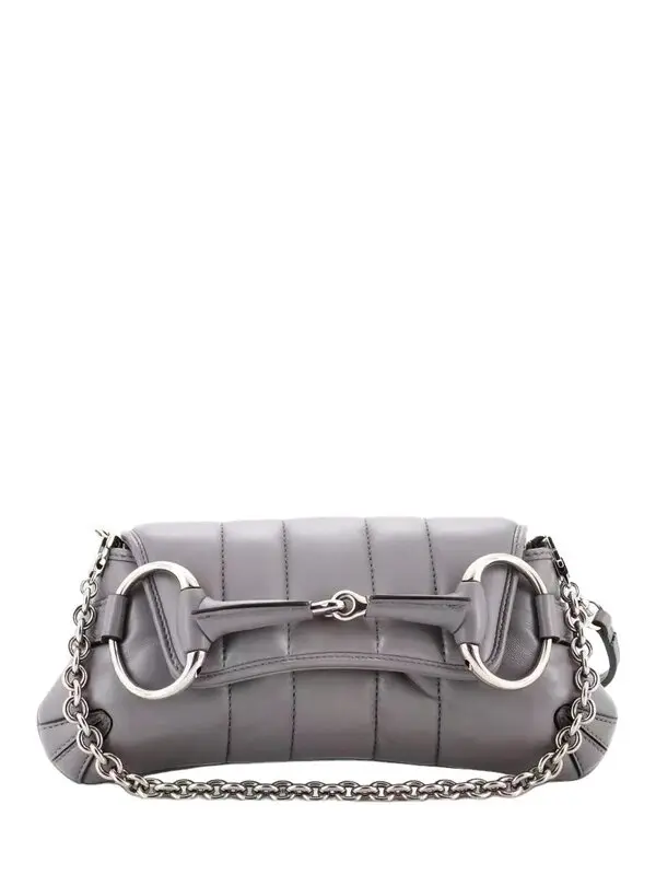 Gucci Horsebit Chain Vertical Quilted Leather Small Shoulder Bag - Grey