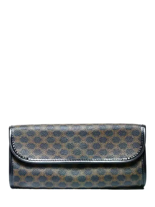 Celine 1990s Macadam Pattern Pouch - Black