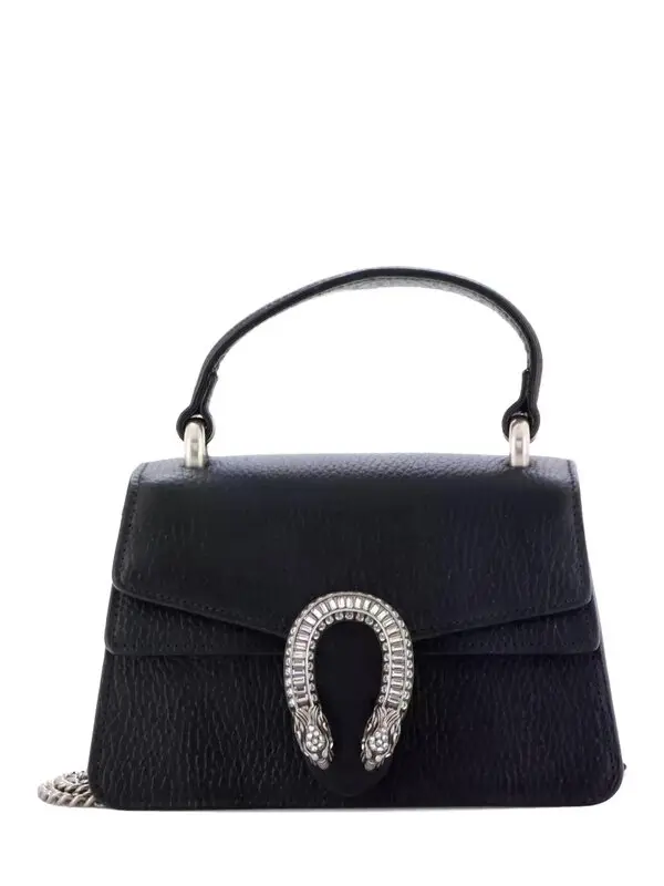 Gucci Dionysus Leather Mini Satchel With Crystals - Black