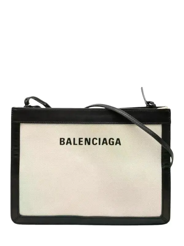 Balenciaga 2019 Canvas Navy Pochette Crossbody Bag - Brown