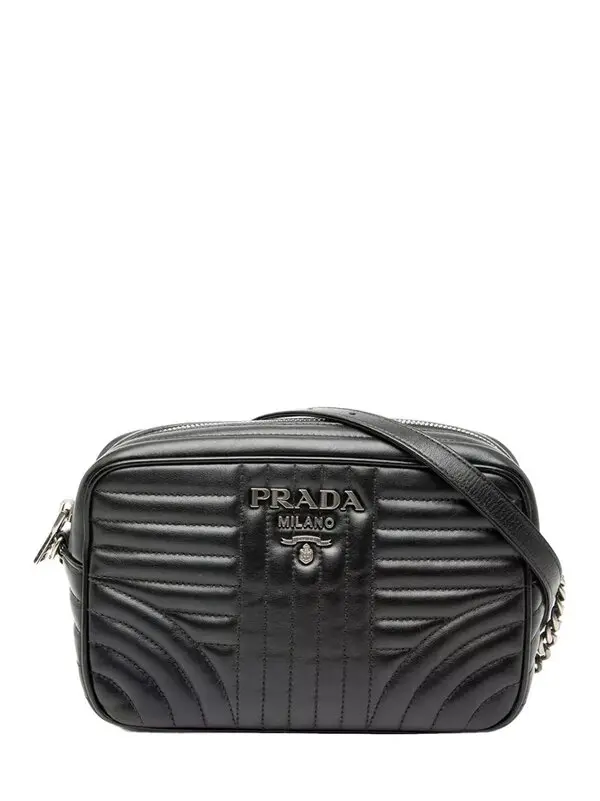 Prada Soft Calfskin Diagramme Camera Crossbody Bag - Black