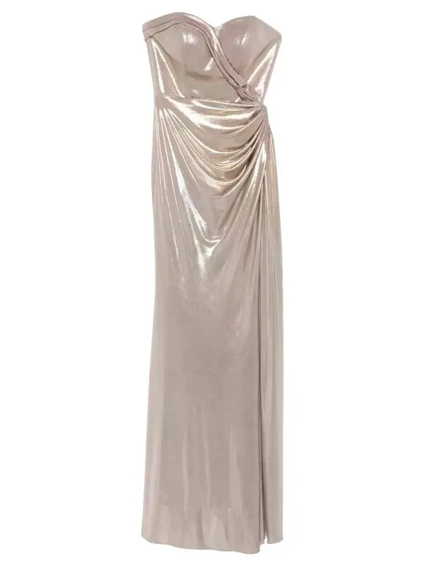 CRISTALLINI Angelina Draped Strapless Dress - Silver