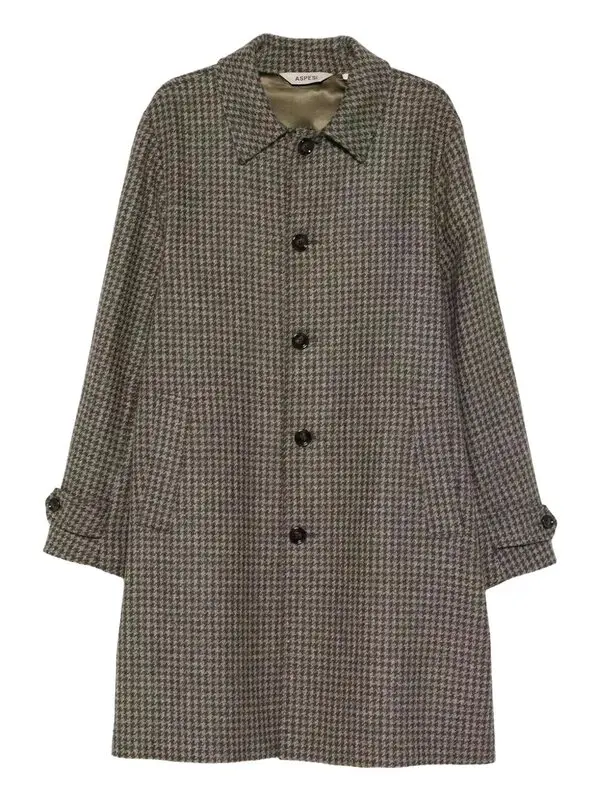 Aspesi Houndstooth Pascal Coat - Green