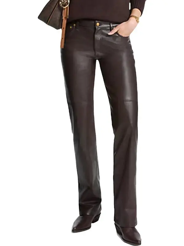 Michael Kors Leather Trousers - Brown