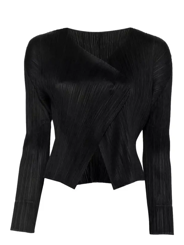Issey Miyake Pleated Long-sleeve Cardigan - Black