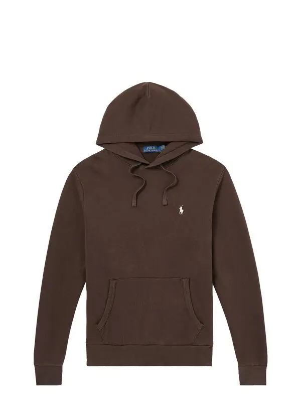 Polo Ralph Lauren Logo-embroidered Cotton-jersey Hoodie - Brown