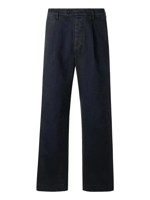Auralee Straight-leg Pleated Cotton Chinos - Black