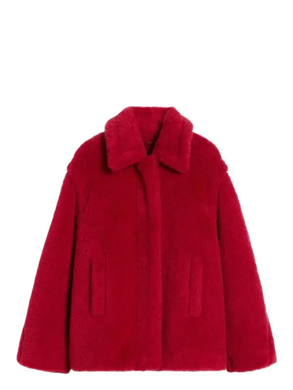 Max Mara Cropped Teddy Coat - Red