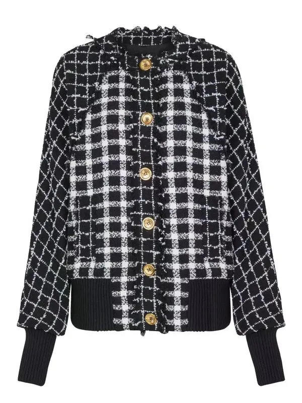 Balmain Tweed Bomber Jacket - Black