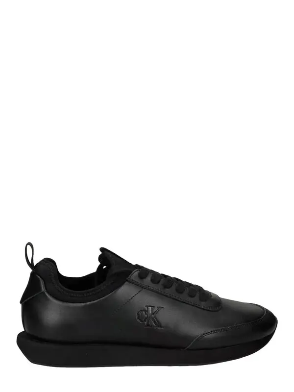Calvin Klein Logo-embossed Leather Sneakers - Black
