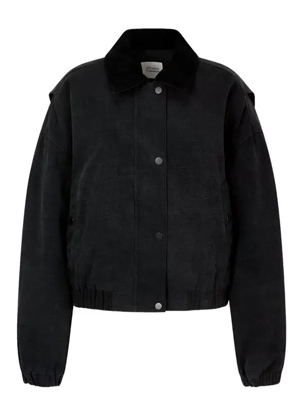 STUDIO TOMBOY Collared Cotton Jacket - Black