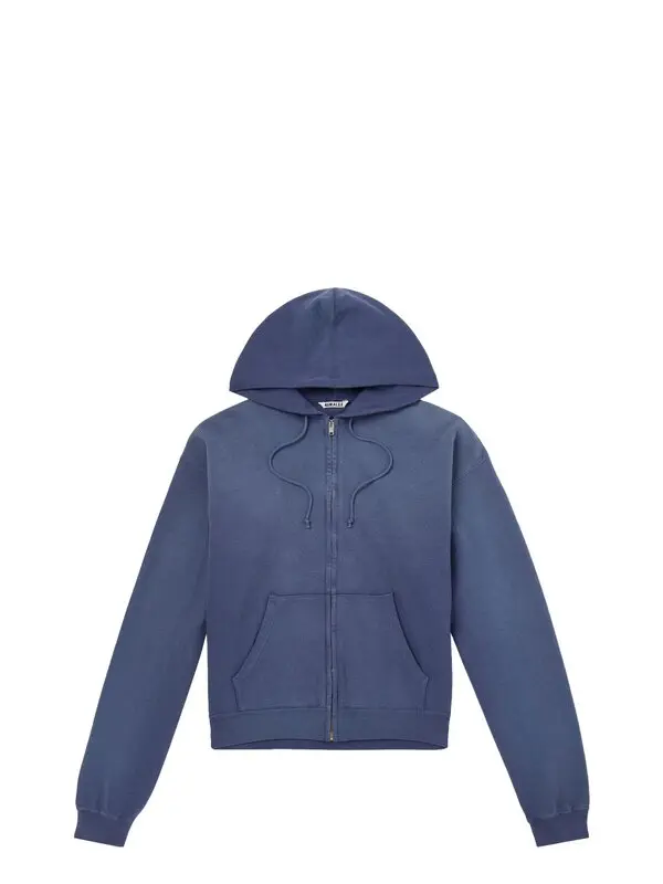 Auralee Cotton-jersey Zip-up Hoodie - Blue