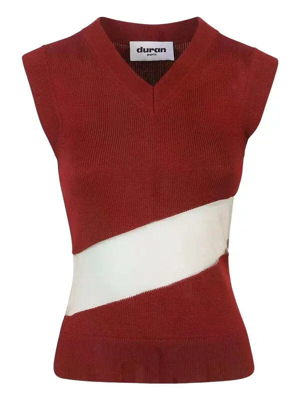 DURAN LANTINK Diagonal-stripe Ribbed-knit Vest - Red