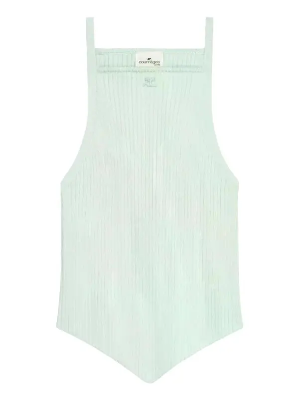 COURREGES Pointy-hem Ribbed Tank Top - Green