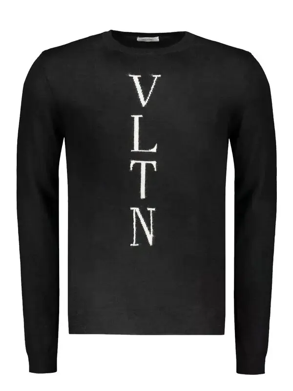 Valentino Garavani Logo-detail Crew-neck Sweater - Black