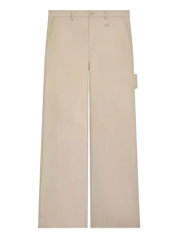 COURREGES Logo-embroidered Trousers - Neutrals