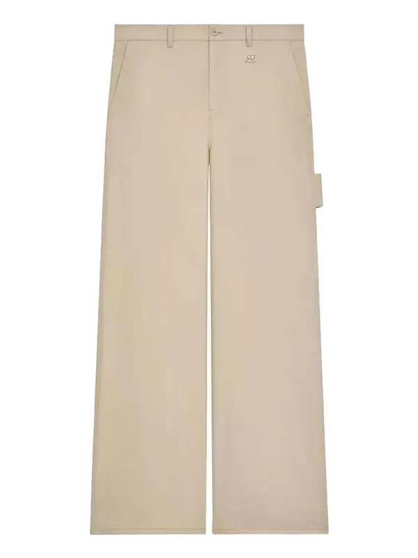 COURREGES Hammer Logo-embroidered Trousers - Neutrals