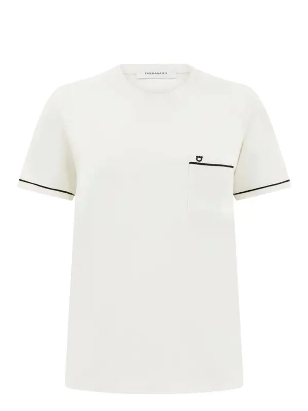 FERRAGAMO Pocket Gancini Trim T-shirt - Neutrals