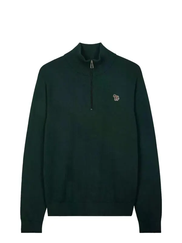 Paul Smith Zebra-motif Zip-up Sweater - Green