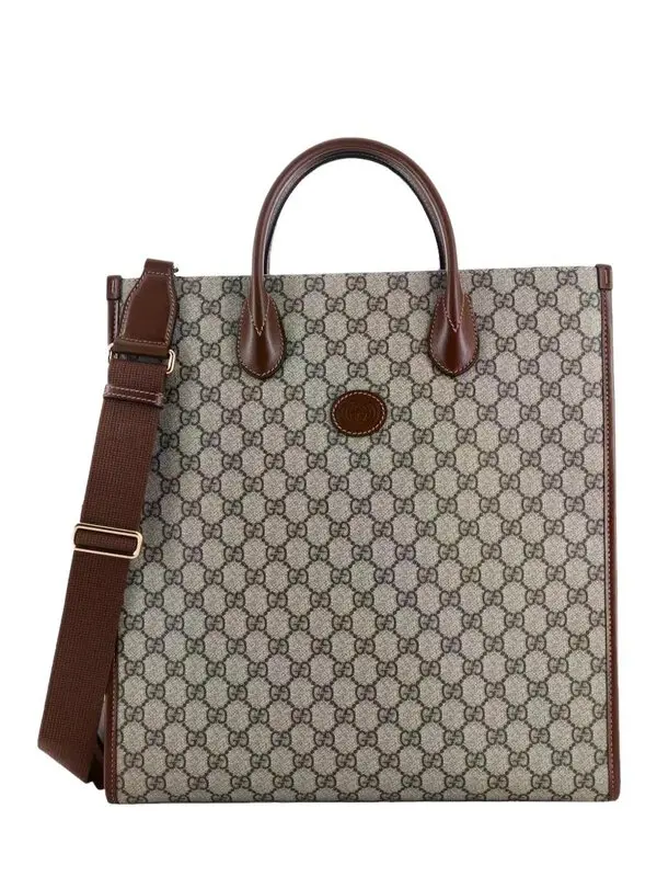Gucci Interlocking G Gg Coated Canvas Vertical Tote Bag - Brown